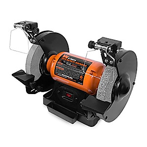 WEN BG4282 4.8-Amp 8-Inch Single Speed Bench Grinder with LED Work Lights, 14 x 10 x 11.75 inches, Black and Orange