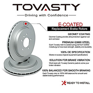 [Rear] TOVASTY Brake Pads and Rotors Kit for Nissan Pathfinder 2013-2020 E-Coated [BK2554]