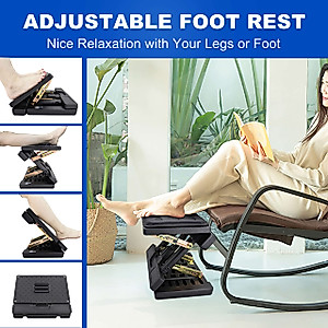 Adjustable Office Foot Rest Under Desk at Work, Leg Rest with Massage Surface Roller, Ergonomic Adjustment ，Bottom Can Be Filled with Water(Black）