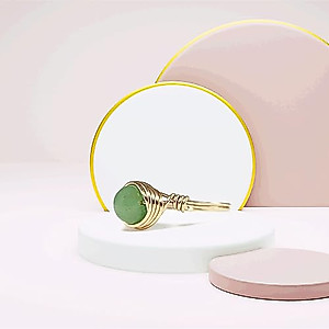 Green Aventurine Gemstone Ring, Natural Solitaire Stone Ring, Sterling Silver Band, 14K Gold-Filled Band, 14K Rose Gold-Filled Band, Custom Size, Jewelry Inspirations