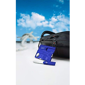 Victorinox Swiss Card Lite Swiss Army Knife, 13 Function Swiss Made Pocket Knife with Magnifying Glass LED and Tweezers - Sapphire