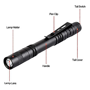 Enjoydeal 5PCS Pen Light Flashlight Ultra Slim Portable LED 1000LM Pocket Penlight Torch with Clip Powered by 2 x AAA Battery (not Include)