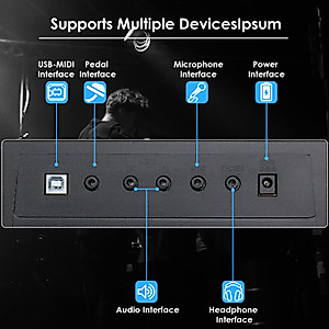 MAMIZO 61 Key Keyboard Piano, Electric Piano Keyboard for Beginners with X-Stand, Stool, Microphone, Dual Power Supply, 3 Teaching Modes, LCD, Supports USB MIDI, Perfect for Children