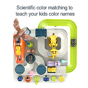 Ferthor Fun Car Rescue Adventure Toys Kids Car Toys for Boys Race Tracks for Toddler Zoo Ramp Vehicle Race Car Game Educational Kids Toys for 3 4 5 6 Year Old Boys（3 Mini Cars）