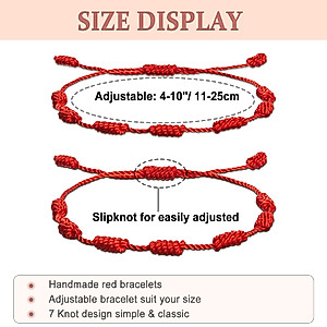 24 Pieces Red Braided Bracelets Adjustable Red Cord Bracelet Knotted Kabbalah Protection Amulet Bracelets Handmade Friendship Bracelets for Women Men Teens Success Prosperity Good Luck (Simple Style)