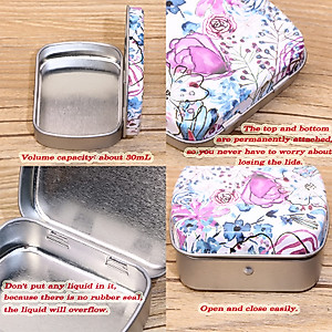 Mini Skater Small Metal Portable Storage Box, Mini Rectangle Empty Hinged Tins with Lid, Home Organizer for Drawing Pin, Pills, Candies, Earring and Jewelry Craft, 4Pcs (Floral)