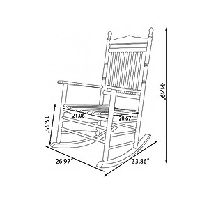 BplusZ Wooden Rocking Chair Outdoor Patio Porch Rocker Furniture Bedroom Living Room Indoor Adults Brown