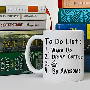 Generic Funny Coffee Mug with To Do List & Poop, white 11 Oz, Funny Mugs Gay Gifts, , Novelty, Suit for Home & Office