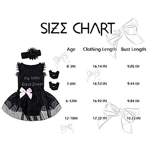 Newborn Bodysuit Baby Girls My Little Black Dress Ruffle Sleeveless Tulle Skirt (0-3 Months)