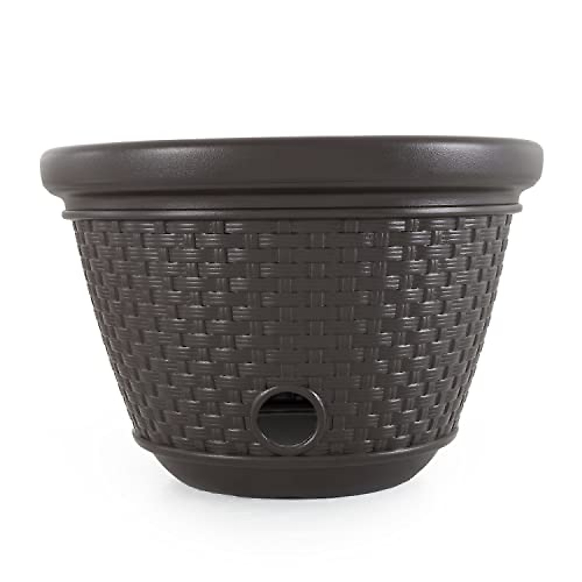 Suncast CPLHPW100 HPW100 Mocha Wicker 100-Foot Capacity Hose Pot, Brown