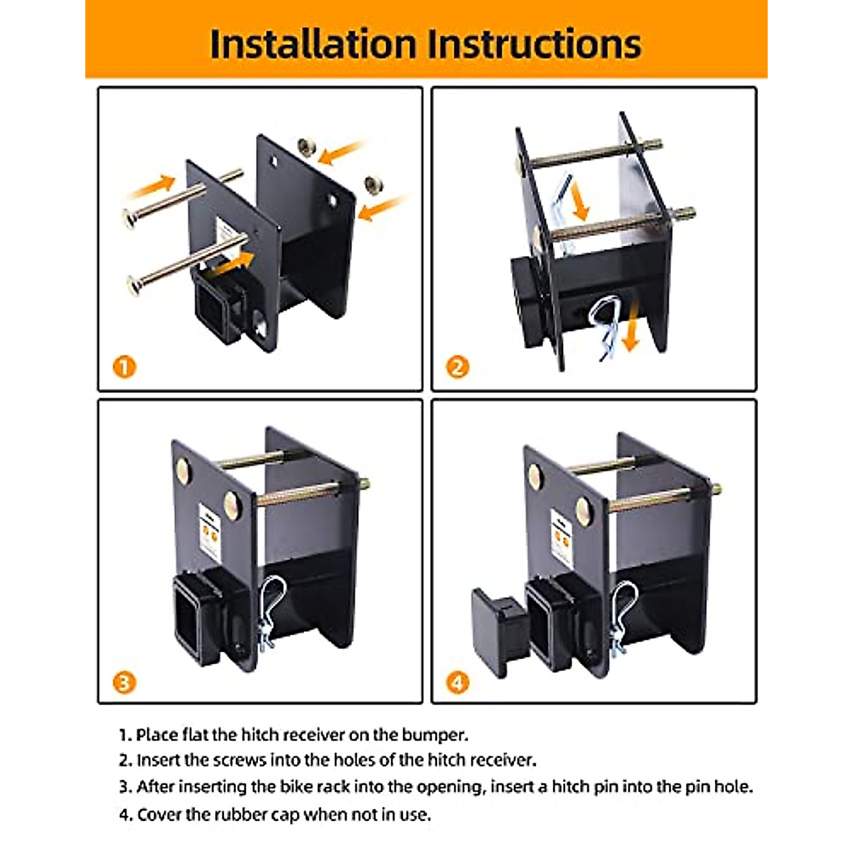 Ohuhu RV Bumper Hitch 2" Receiver Adapter with Hitch Pin & Hitch Cover, Openning 3500 LBS Capacity Fits 4" x 4" Bumper Trailer Towing Cargo Carrier Bike Racks