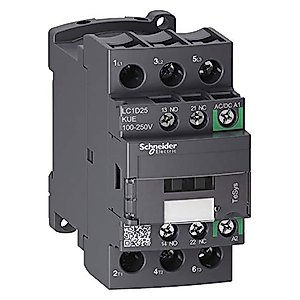 Schneider Electric 100 to 250VAC/DC IEC Magnetic Contactor; No. of Poles 3, Reversing: No, 25 Full Load Amps-Inductive