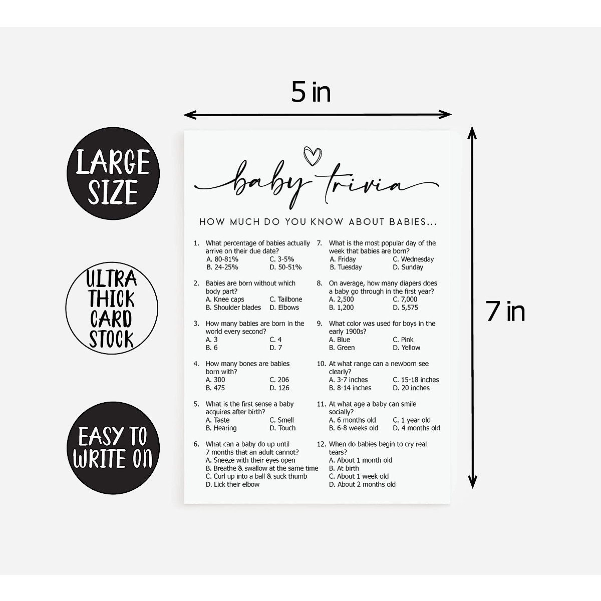 All Ewired Up Baby Trivia Game (50-Cards) Fun Baby Shower Game Activity, Gender Neutral Boy or Girl