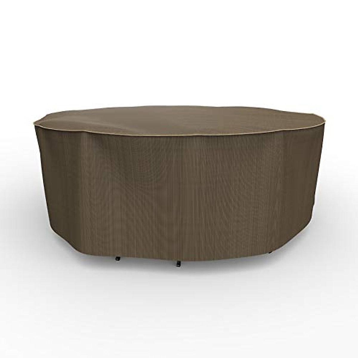 Budge StormBlock Hillside Round Patio Table and Chairs Combo Cover Premium, Outdoor, Waterproof, Medium, Black and Tan Weave