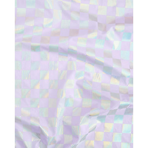 xo, Fetti Purple and Iridescent Checkered Washable Tablecloth - 9 ft. | Birthday Party Decorations, Disco Bachelorette Party Supplies, Retro Tableware, Cute Table Cover