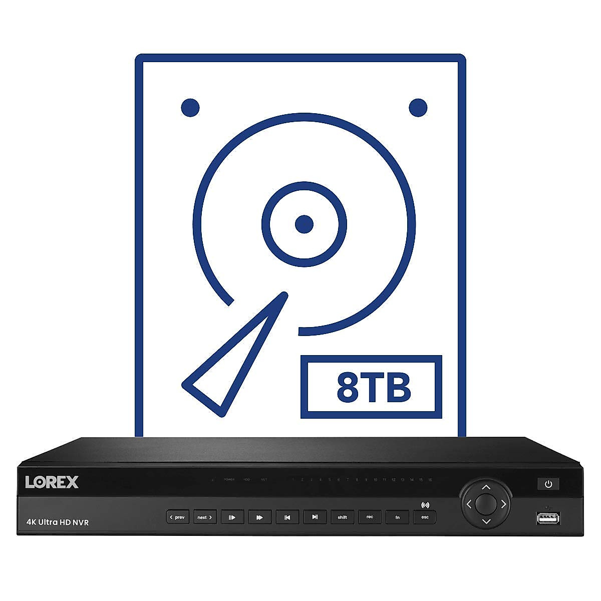 Lorex NC4K8-3216BB 32 Channel 4K Security Camera System with N882A38B 8TB 4K Fusion NVR, 16 Port ACCLPS263B POE Switch and 16 E841CAB 8MP Bullet Cameras