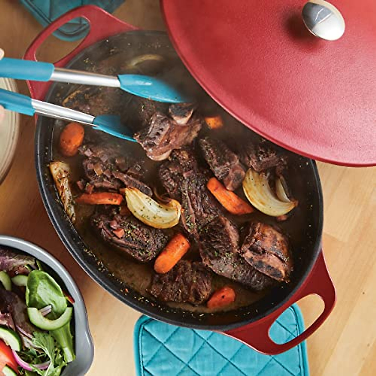 Rachael Ray NITRO Cast Iron Dutch Oven, 6.5 Quart, Red