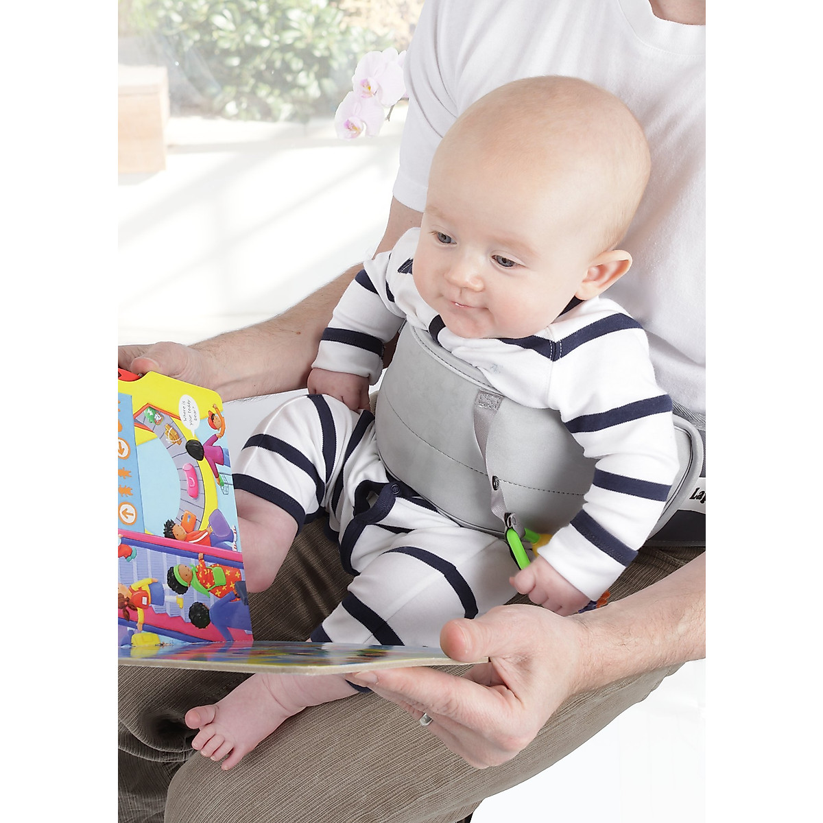 Primo LapBaby - Ergonomic, Adjustable, and Portable Infant Seating Aid for Travel, Feeding, and Working from Home with Animal Print Drop Cloth