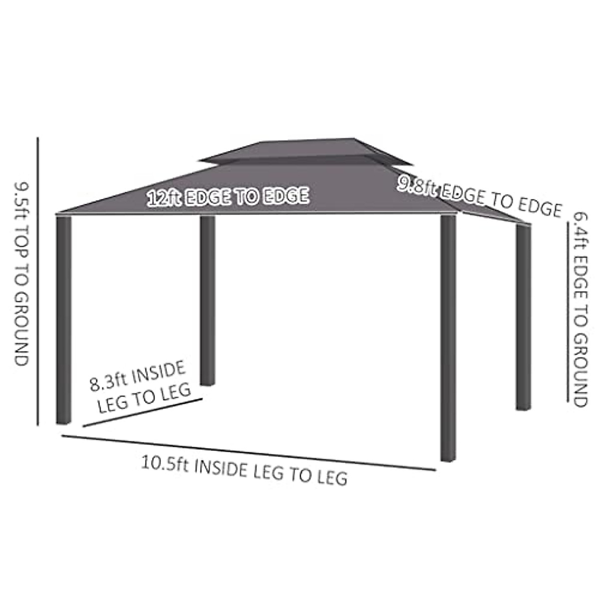 ZZBJ 12'x10' Outdoor Hardtop Gazebo with Aluminum Frame, Gazebo Canopy with Curtains Netting for Gardens, Patios, Backyards