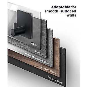 xdgeLoad Adhesive Hooks Black Matte Towel Hooks 4 Packs, Heavy Duty Waterproof Stainless Steel Wall Hooks, Stick on Hooks for Hanging Coat/Hat/Towel/Bathrobe/Key