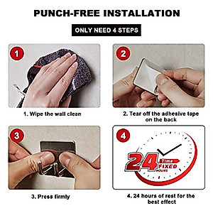 JQML,JQMLBrushed Stainless Steel self-Adhesive Heavy-Duty Hook,Waterproof,Oil-Proof,Anti-Corrosion,no Punching,Bathroom and Kitchen Wall Hook,Suitable for Towels,Bathrobes,Tableware (Double Hook)