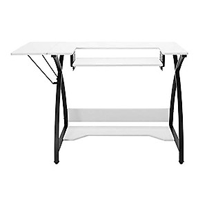 Sew Ready Comet Hobby Center - 45.5" W x 23.5" D White Hobby and Sewing Machine Table with Storage Shelf - Can Also Be Used as Computer Desk
