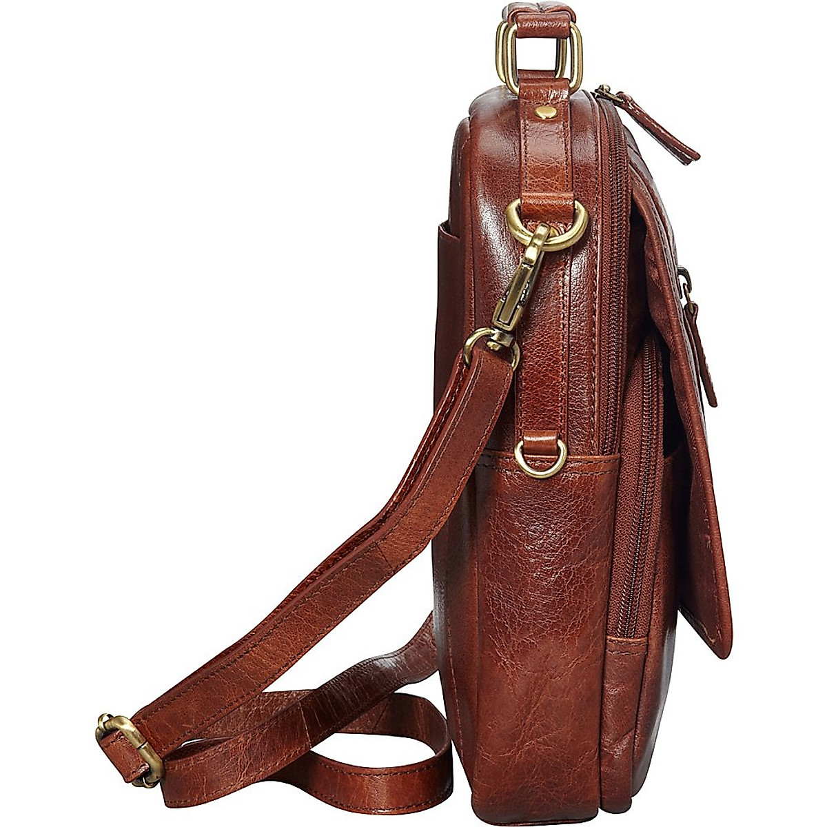 Mancini Leather Goods Buffalo Leather Large Unisex Bag (Cognac)