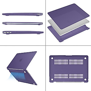 MOSISO Compatible with MacBook Air 13 inch Case 2022 2021 2020 2019 2018 Release A2337 M1 A2179 A1932 Retina Display with Touch ID, Plastic Hard Shell Case & Keyboard Cover Skin, Imperial Purple