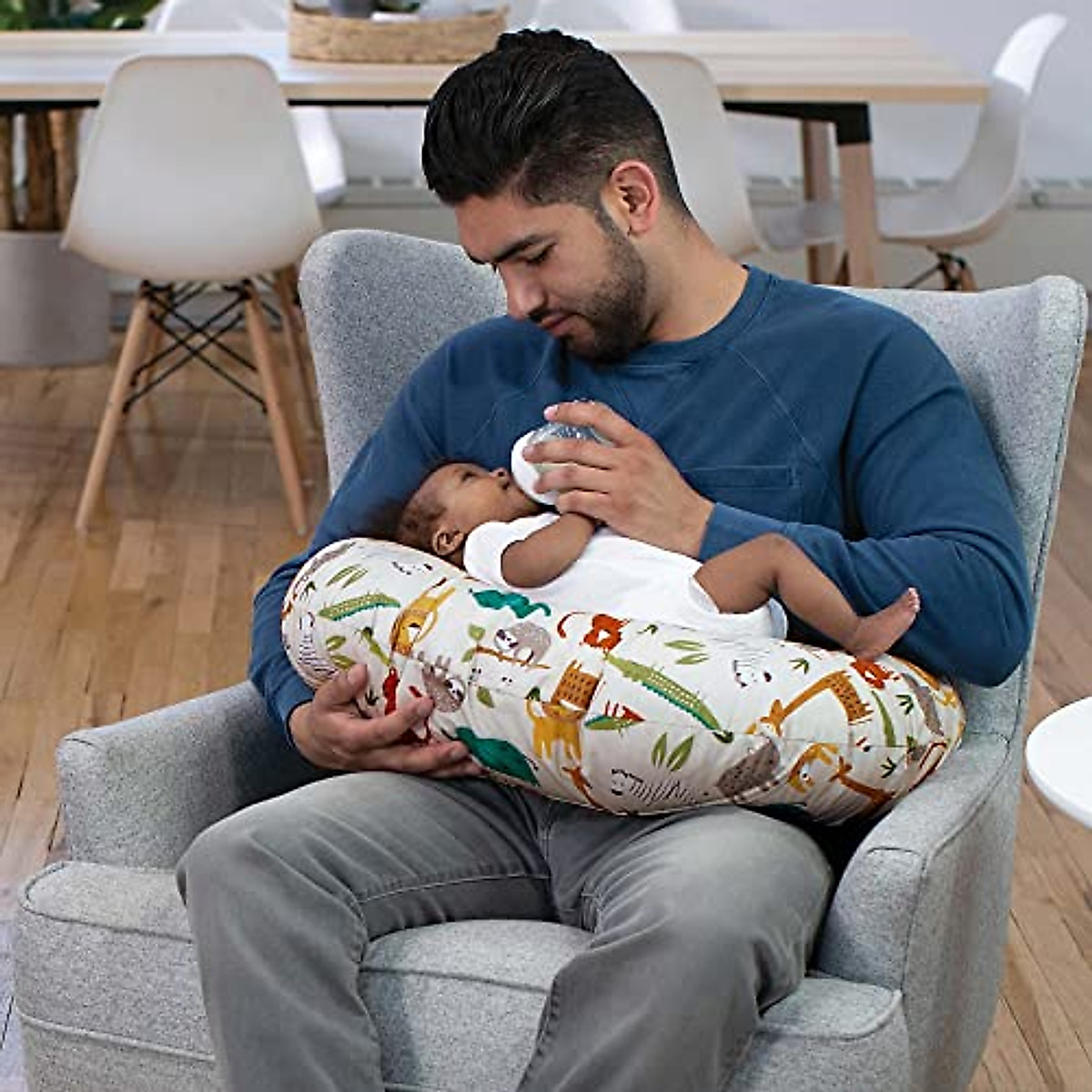 Boppy Original Support Nursing Pillow, Neutral Jungle, Ergonomic Breastfeeding, Bottle Feeding, and Bonding, Firm Hypoallergenic Fiber Fill, Removable Cover, Machine Washable