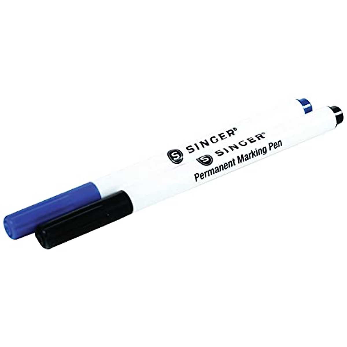 SINGER 04385 Fine Point Permanent Fabric Marking Pen, Black and Blue, 2-Pack