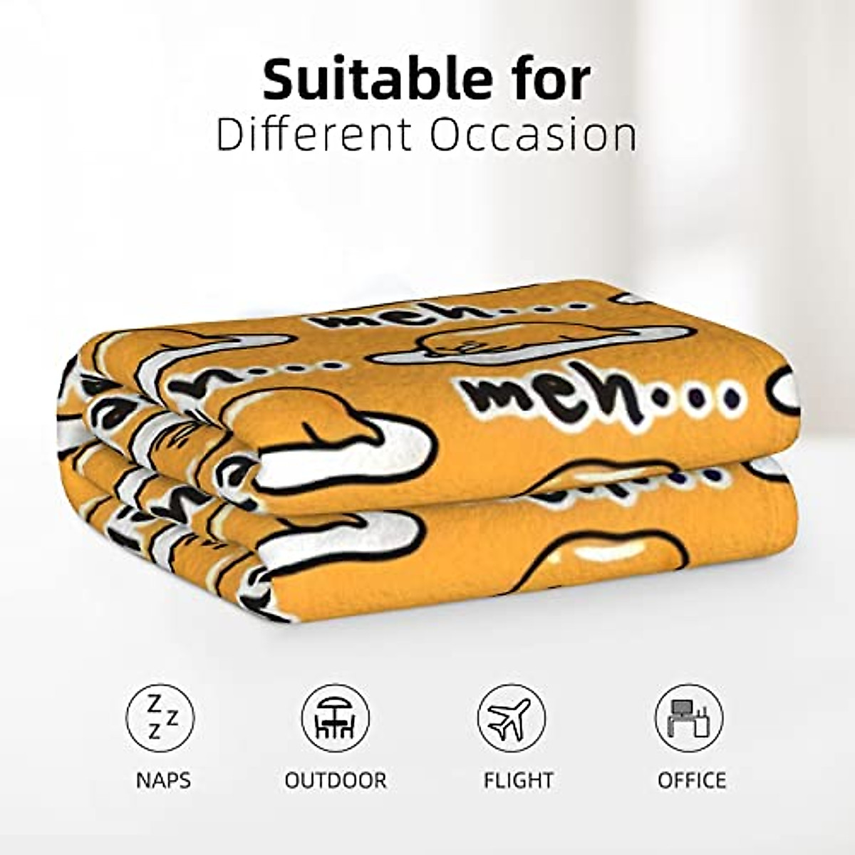 Gudetama Cute Fleece Blanket - All Season 300GSM Lightweight Plush Fuzzy Cozy Soft Flannel Throw Blanket for Bed Sofa Couch Travel Camping 30x50 inches