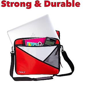 Case-it The Universal 2.0 Zipper Binder -1.5 Inch O-Ring - Removable Padded Pocket Holds Up to 13" Laptop/Tablet - Multiple Pockets - 325 Page Capacity - Comes with Shoulder Strap - Fire Red LT-207