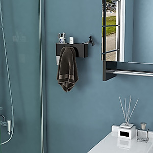 Sink Caddy Sponge Holder, Sponge Caddy and Dish Brush Holder, 3-in-1 Sink Organizer, Come with Sink Stopper Holder, Adhesive Installation, for Kitchen, Bathroom, Matte Black Stainless Steel