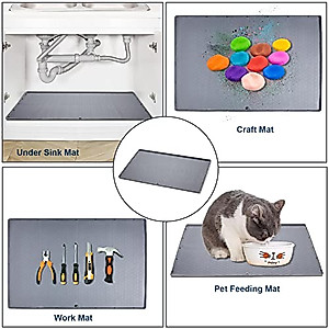 Under Sink Mat for Kitchen Waterproof, 34" x 22" Silicone Under Sink Liner Cabinet Mat Cabinet Protector, Sink Mats for Kitchen, Bathroom and Laundry Room
