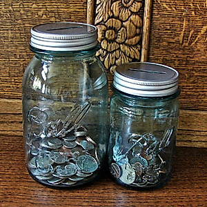 JMIATRY 50Pcs Coin Slot Lids for Regular Mouth Mason Jar, Polished Rust Resistant Canning Lids, Money Saving Jars Silver Slotted Lids, Metal Coin Slot Lid for Regular Mouth Ball, Use for 2.75 Inch