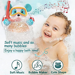WenToyce Bear Bubble Maker for Bath, Foam Blower Bubbling Making Machine, Nursery Rhyme Musical Bathtub Toy for Baby Kids Happy Bath