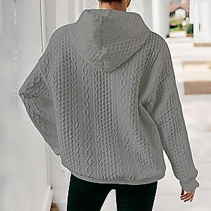 Thin Drawstring Sweaters For Women, Women Long Sleeve Sweatshirts Hoodie Jacket Jacket Trendy Y2k Hoodie with Pocket 03-Grey(with pocket),3X-Large