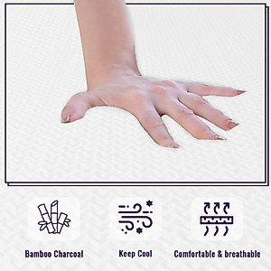 PayLessHere 5 Inch Memory Foam Mattress/Cooling Gel Bamboo Charcoal Infused Mattress/Medium Firm Mattresses/CertiPUR-US Certified/Bed-in-a-Box/Fiberglass Free/Pressure Relieving Twin Size,White