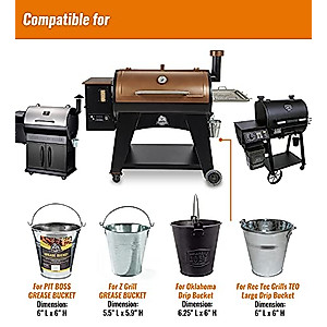 NUPICK 24 Pack Grease Bucket Liner Compatible for Pit Boss Grills 67292 Foil, Oklahoma Joe's 9518545P06, Z Grill Bucket, Recteq Large Bucket, etc. 6.3” x 6.0”, Disposable Aluminum