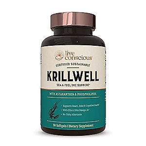 KrillWell Heart, Joint, and Cognitive Support | Certified Sustainable Krill Oil 2X More Effective Than Fish Oil - 30 Day Supply