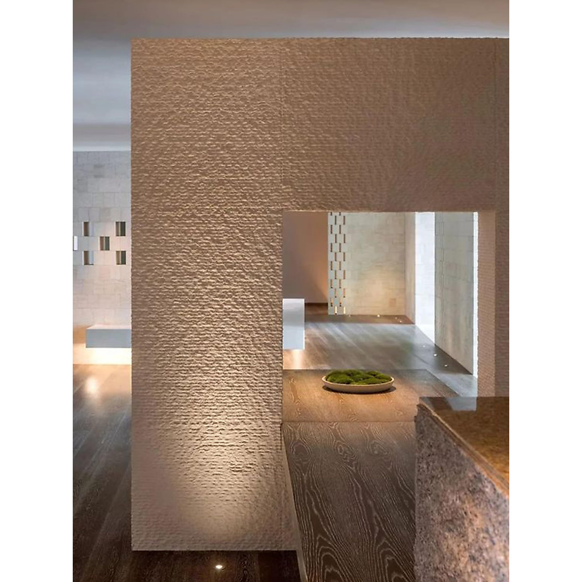 Decorative Flexible Stone Slab Roll, Lightweight, Coarse Texture, Beige and Charcoal