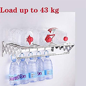 ZCXBHD Folding Drying Racks Telescopic Storage Finishing Rack Wall-Mounted 304 Stainless Steel Accordion Style Suitable for Bathroom (Size : 60cm)