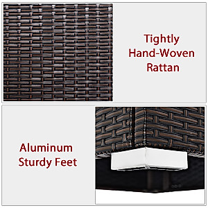 Tangkula 2 PCS Outdoor Wicker Armless Sofa, Patio Rattan Sectional Sofa Set w/2 Thick Seat Cushions and 2 Back Cushions, Additional Seats for Balcony Garden Patio Poolside (Red)