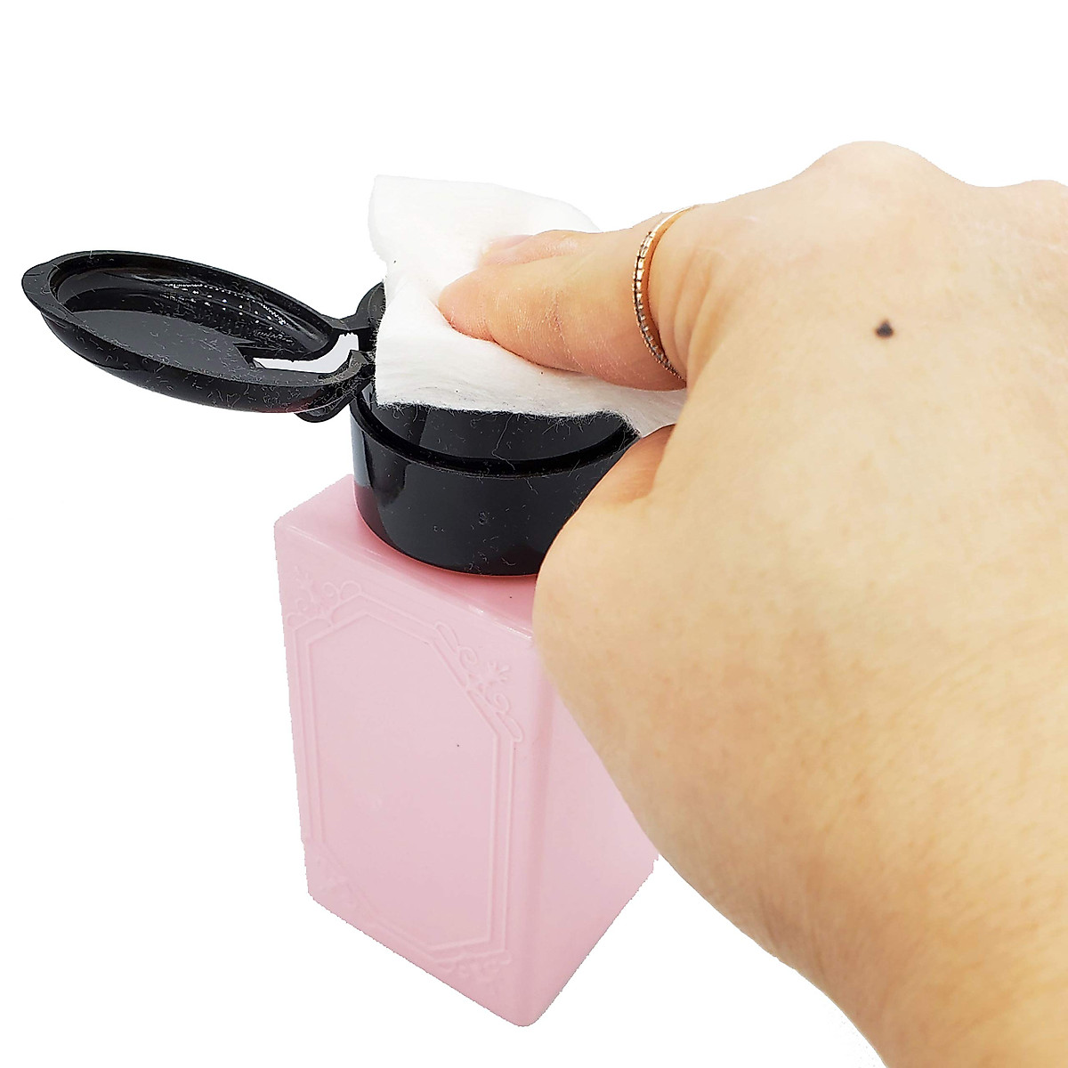 naildrobe 2 PACK One- Touch Pump Dispenser Bottles for Acetone, Rubbing Alcohol, Toner, Makeup Remover, etc (includes 2 colors, total 2 Pack)