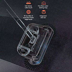 MIS1950s Hand Push Sweeper, Home Sweeping Mopping Machine Vacuum Cleaner Natural Sweep Carpet and Floor Sweeper with Dual Rotating System and 2 Corner Edge Brushes Cleaning Sweeper Tool