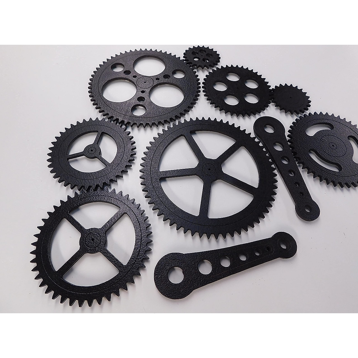 Steampunk Gears Wall Decor - Eight Gears, Two Push Rods - 10 Pieces - Free Shipping - Wood Gears