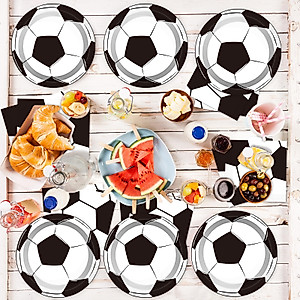 Soccer Party Supplies Serves 24 Soccer Party Paper Plates Napkins Soccer Disposable Tablecloth Set Tableware Kit for Birthday Party Boys Girls Baby Shower