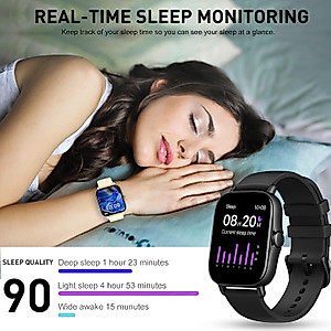 DOVIICO Smart Watch, Upgraded Fitness Full Touch Screen Smart Watch for iOS/Android Phones with Real Time Heart Rate Monitor, Blood Pressure/Oxygen Tracker with Smart Watches for Women Men