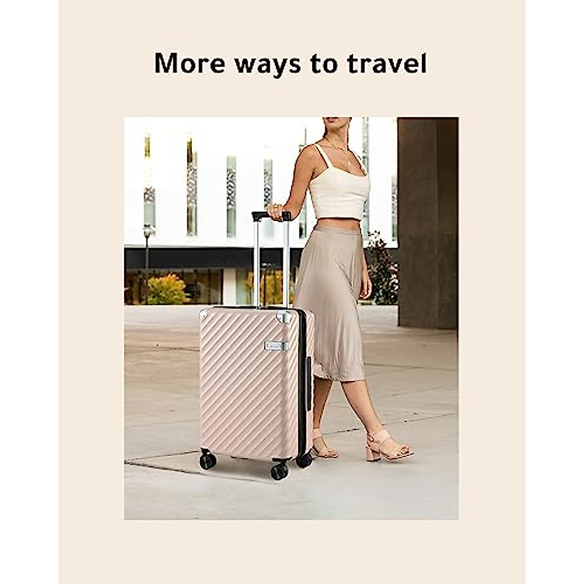 LUGGEX Pink Carry On Luggage 22x14x9 - PC Expandable Hard Shell Suitcase with Spinner Wheels