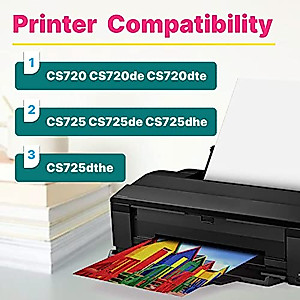 CS720 Remanufactured Toner for Lexmark CS720 Color Toner Cartridge for CS720de CS725 Laser Printer Compatible with 74C10K0 74C10C0 74C10M0 74C10Y0 (Black Cyan Yellow Magenta High Yield 4-Pack)